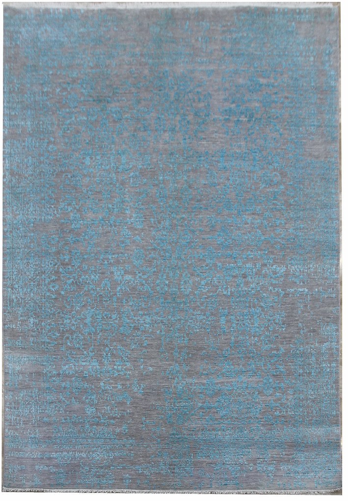 Diamond Carpets koberce Ručně vázaný kusový koberec Diamond DC-JK 1 Silver/light blue - 245x305 cm