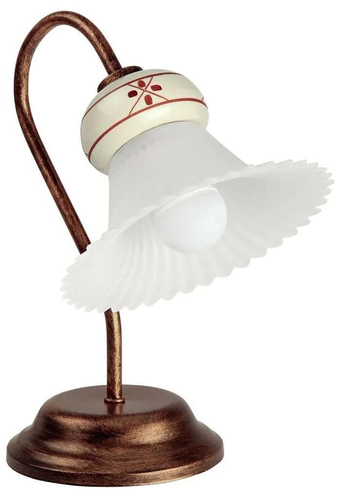 Linea Light 2642 Mami, stolní lampa s keramickým stínítkem ve venkovském stylu, 1x28W, patina rzi, 30cm