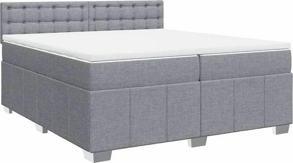 Box spring postel s matrací světle šedá 200 x 200 cm textil 3289489