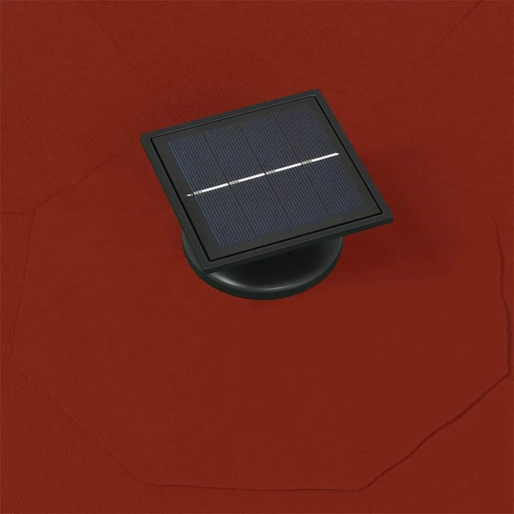 Nástěnný slunečník s LED světly a kovovou tyčí 300 cm terakota,  312527