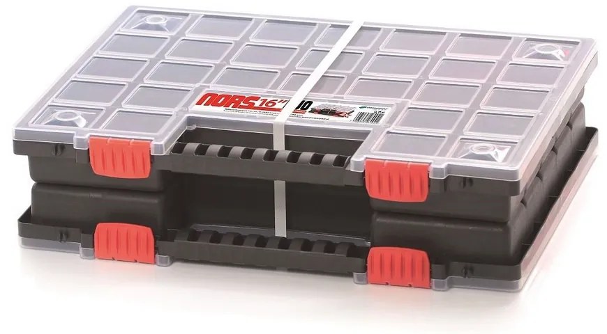 Dvojkufříkový organizér 39,9 × 30,3 × 10 cm, přepážky, šedá