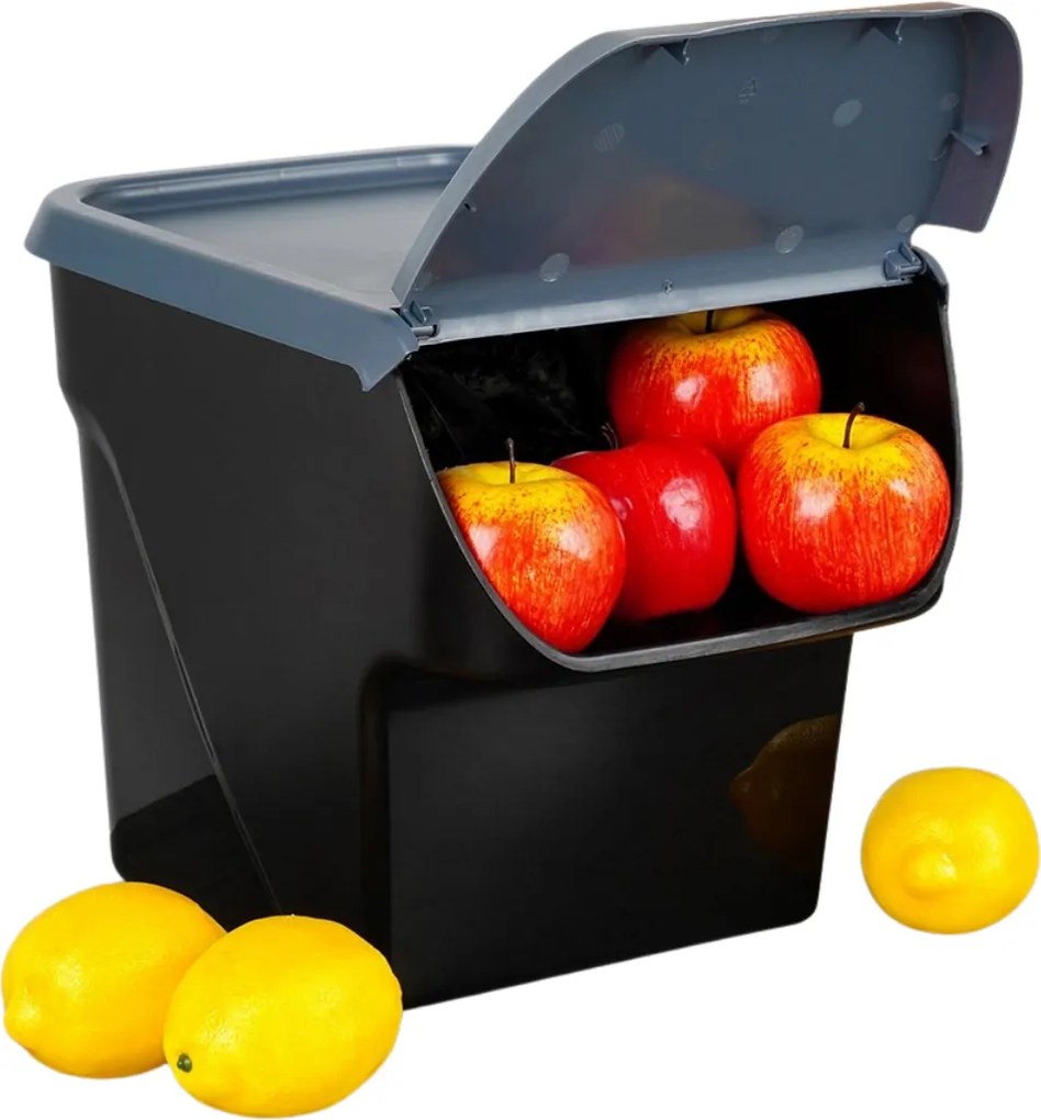 VILDE Úložný box na brambory a cibuli s větráním, VEGBOX šedý (14l - 5-8kg brambor)
