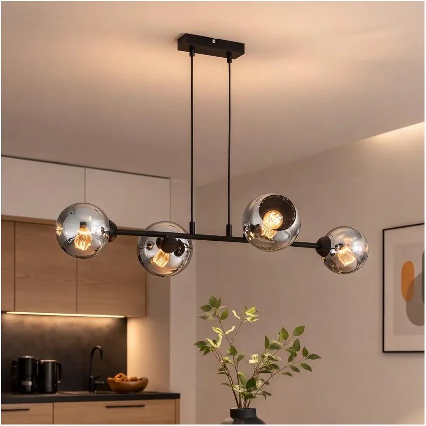 Brilagi - Lustr na lanku DIOR 4xE27/60W/230V černá/kouřová šedá