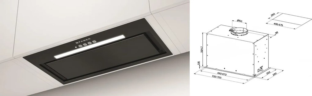 Faber Inka Lux 3.0 Evo BK Matt A52 Vestavná digestoř do skříňky 52 cm, černá matná