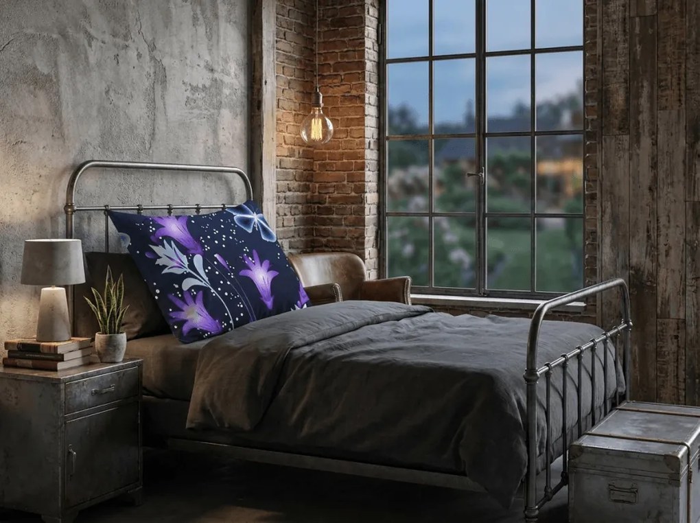 Povlak na polštář z mikrovlákna VIOLET BUTTERFLY 70x90 cm, tmavě modrý