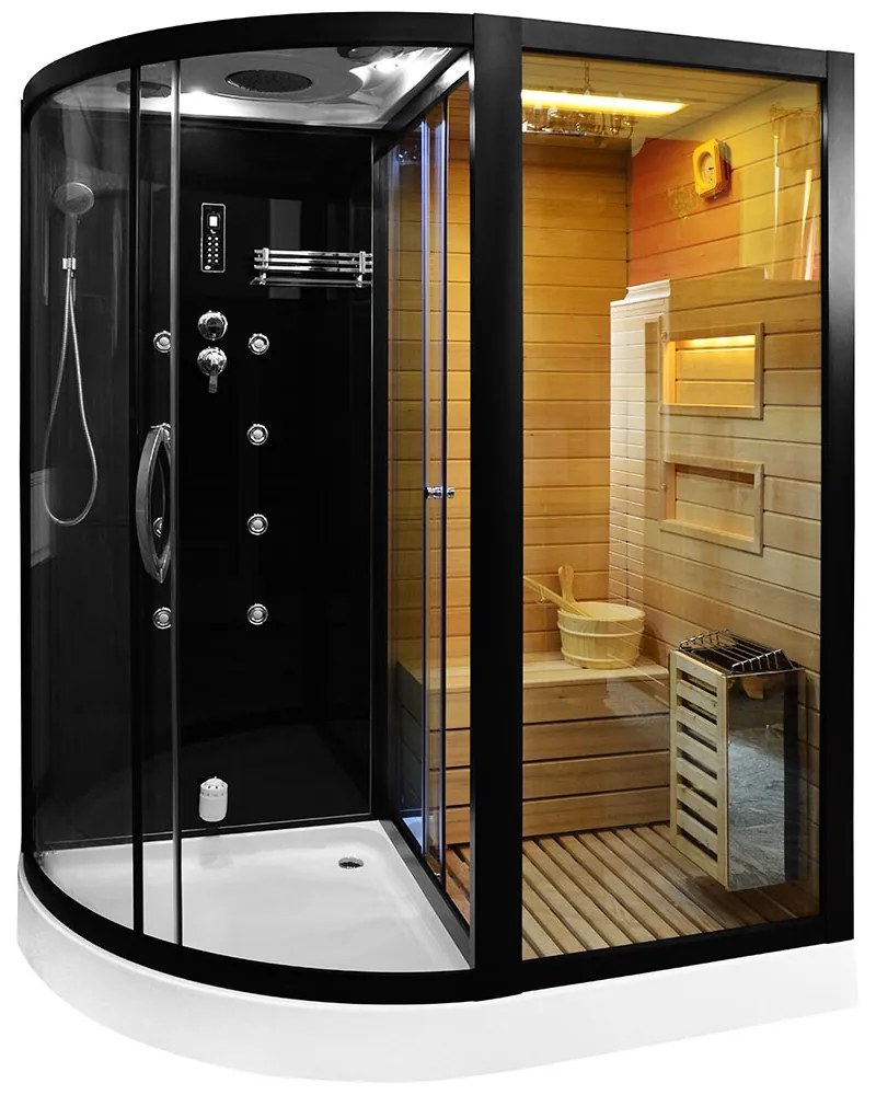 M-Spa - 751 - suchá parní sauna s funkcí hydromasáže 180 x 110 x 223 cm pravá