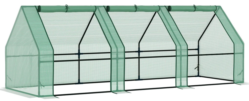 Outsunny skleník rajčatový dům studený rám 270x90x90cm zelený pro zahradu balkon a rostliny