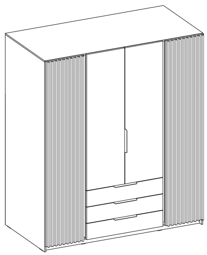 Šatní skříň KAJA 2LAM 2F 3S | 200 cm | bez zrcadla | VYSOKÁ | černá + lamely