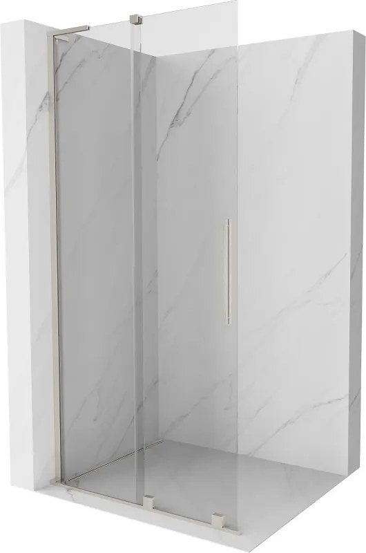 Mexen Velar L, posuvná sprchová zástěna Walk-in 110 x 200 cm, 8mm čiré sklo, broušená ocel, 871-110-003-03-97