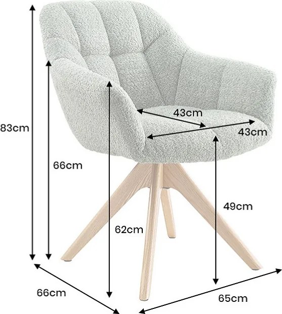 Designová otočná židle Vallerina šalvějová zelená / dub