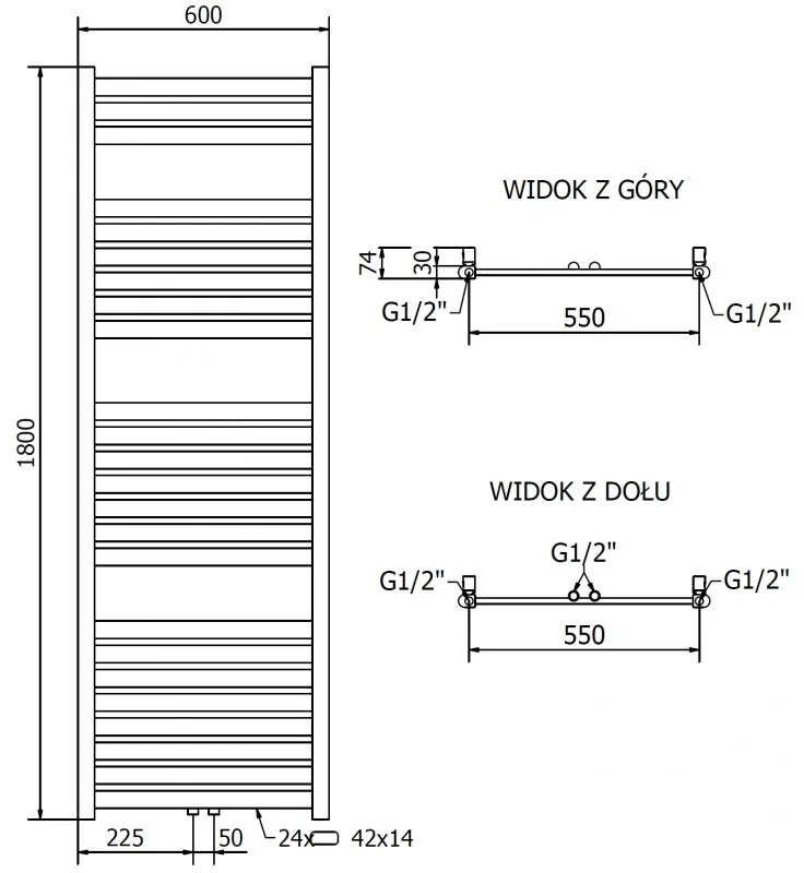 Mexen Uran, topné těleso 1800x600 mm, 729 W, zlatá lesklá, W105-1800-600-00-50