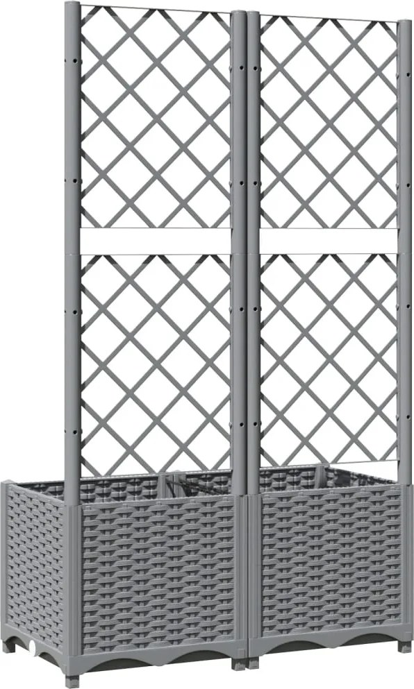 Zahradní truhlík s treláží světle šedý 80 x 40 x 136 cm PP 153272