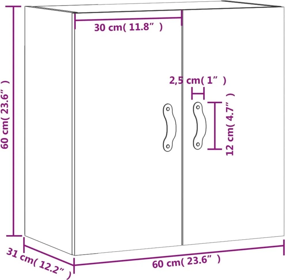 vidaXL Nástěnná skříňka 60 x 31 x 60 cm kompozitní dřevo [829944] Barva: bílá s vysokým leskem