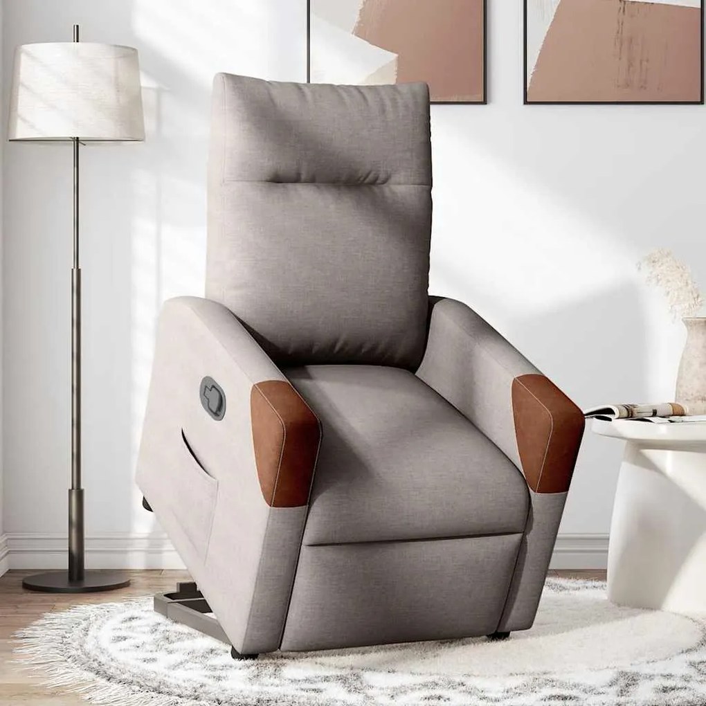 Zvedací polohovací křeslo taupe textil 3324011