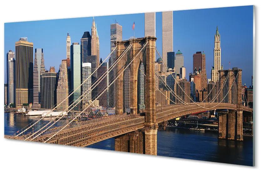 akrylový obraz Bridge Mrakodrapy river 140x70 cm