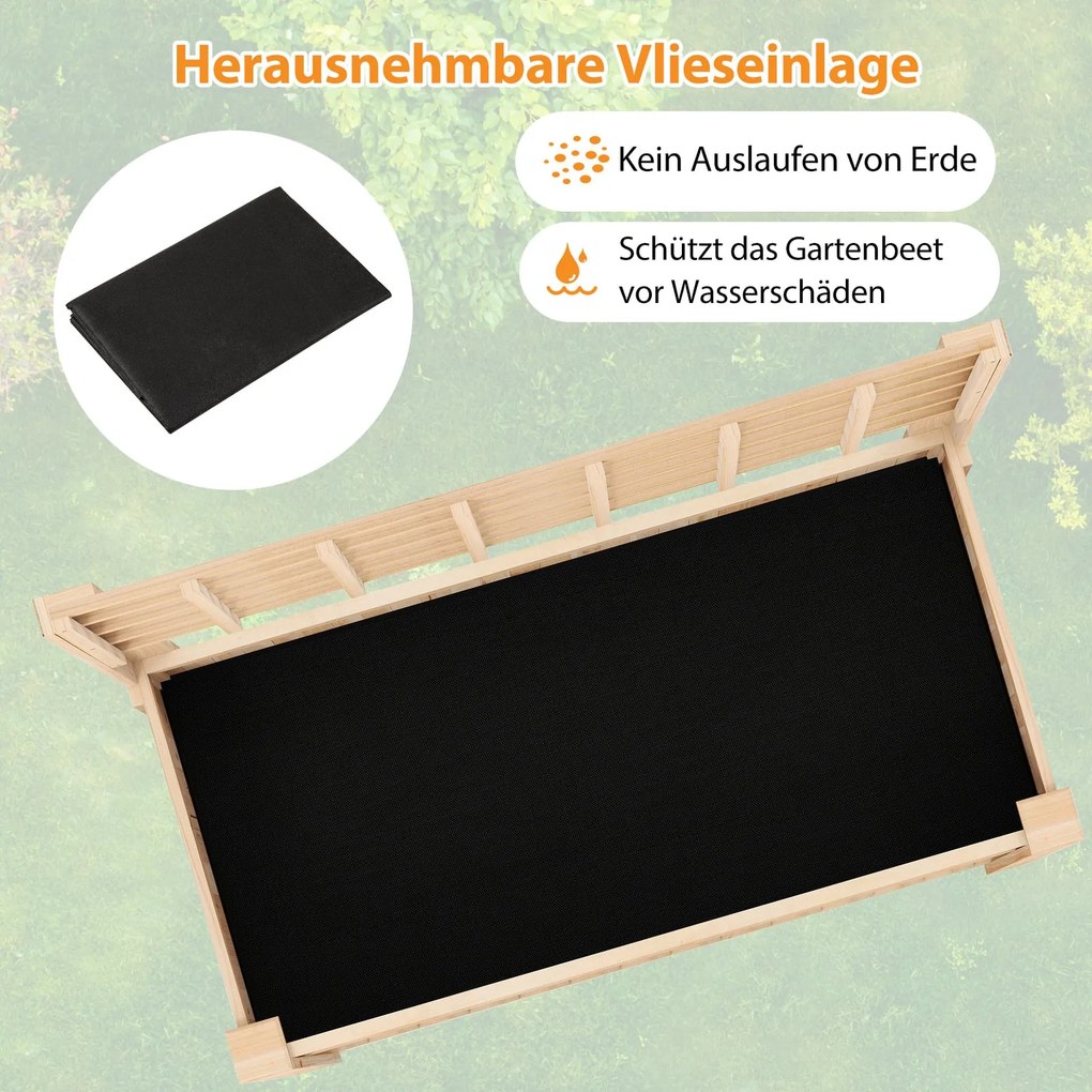 Costway Vyvýšený záhon s mříží a policí Záhon s drenážními otvory Zahradní záhon