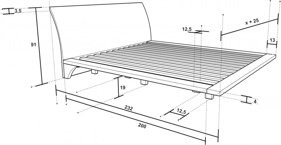 Postel Ray z masivního dřeva Třešeň 120x200