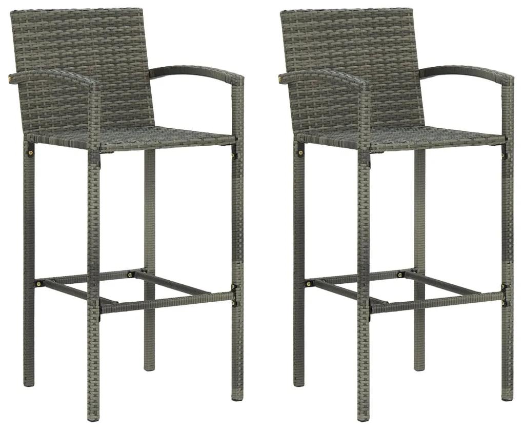 313453 vidaXL Barové stoličky 2 ks šedé polyratan