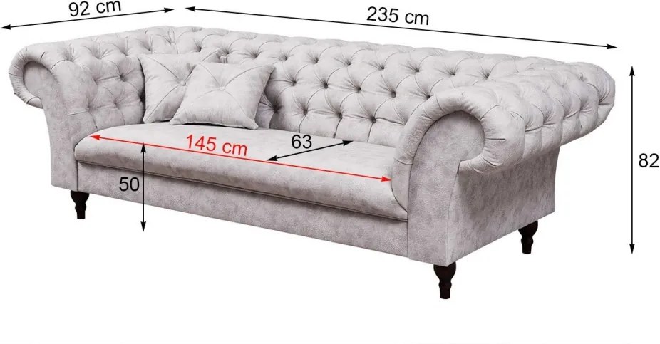 Askont R Pohovka 3M light gray Chesterfield Preston