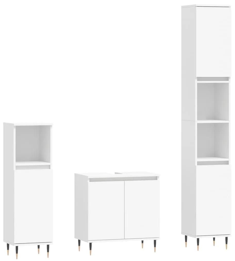 3dílný set koupelnového nábytku bílý kompozitní dřevo,  3190267
