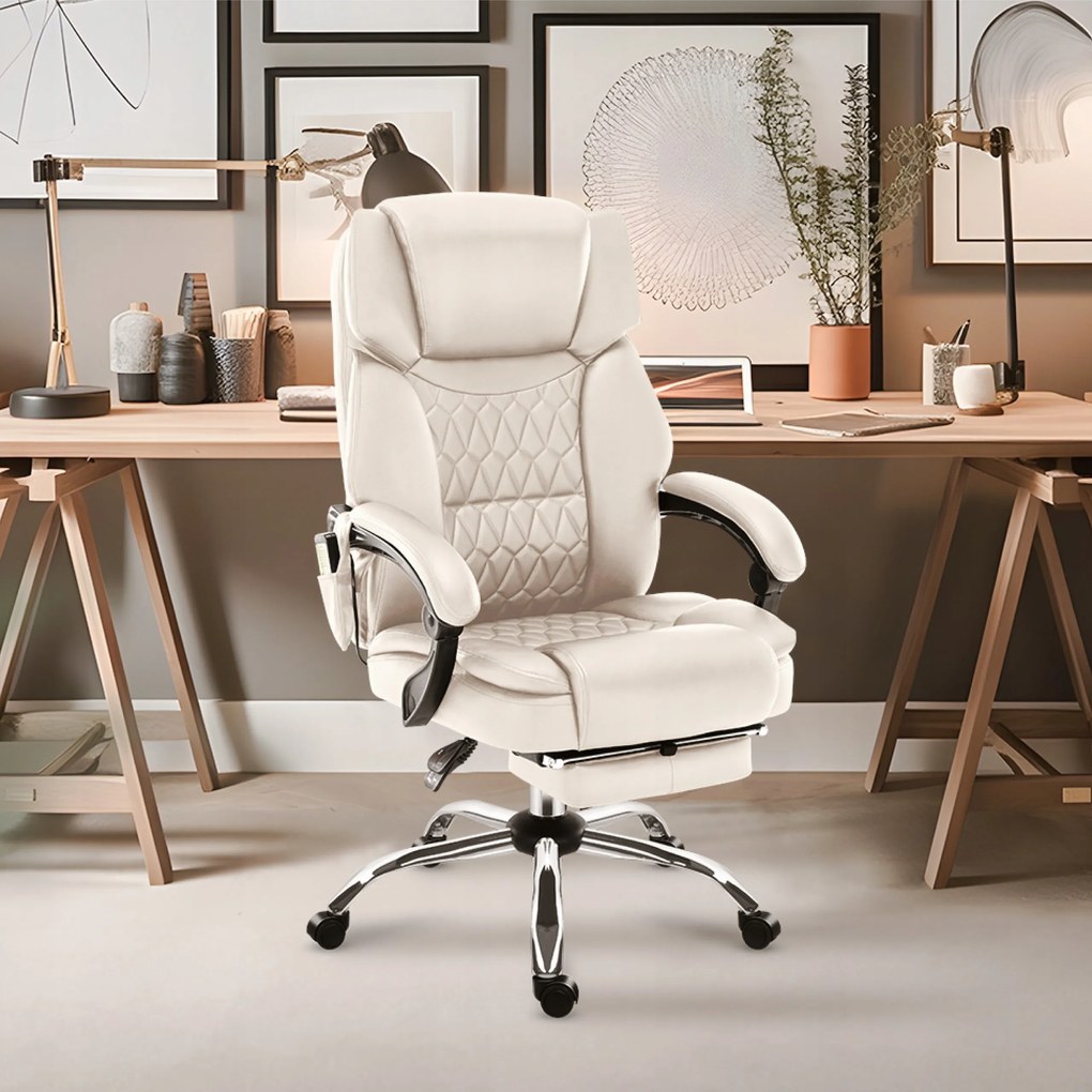 Markadler Kancelářská židle s MASÁŽÍ, VYHŘÍVANÁ podnožka MARK ADLER Boss 6.0 Beige