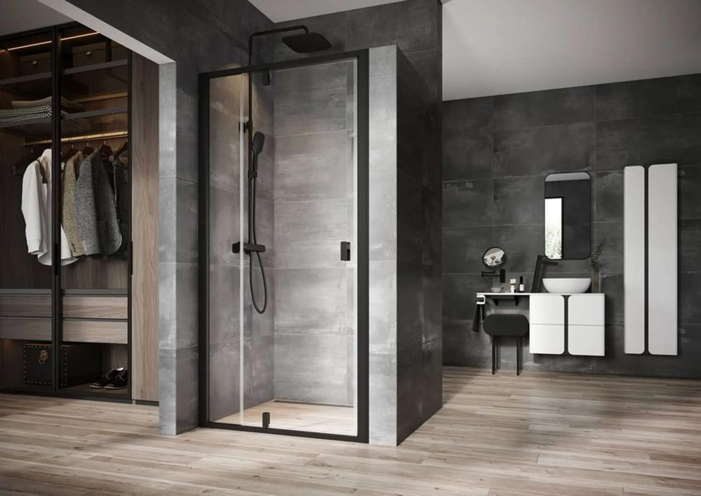 Ravak Nexty - Sprchové dveře pivotové 110 cm, černá/čiré sklo 03OD0300Z1