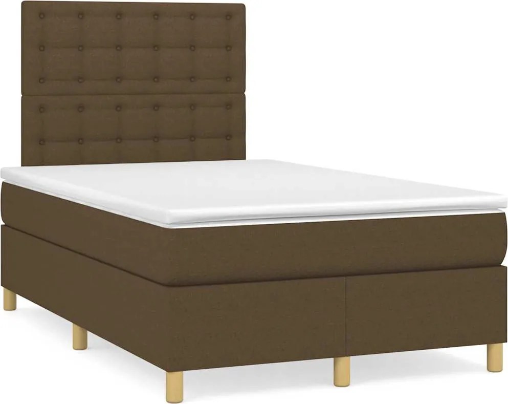 Box Spring Postel S Matrací A Led Textil Tmavě Hnědá tlačítka 120 x 190 c