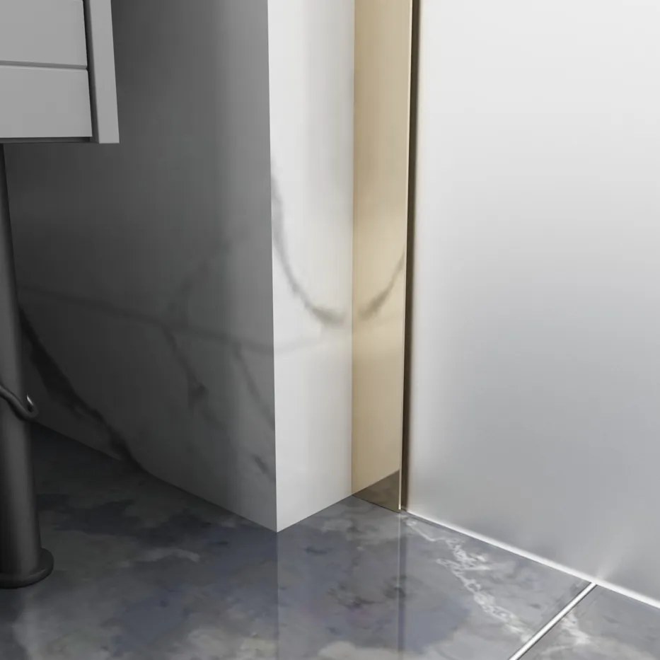 Erga Paris, sprchová zástěna Walk-In 30x200 cm, 8mm sklo námraza, zlatý lesklý profil, ERG-V02-PARIS-030x200-FR-GD