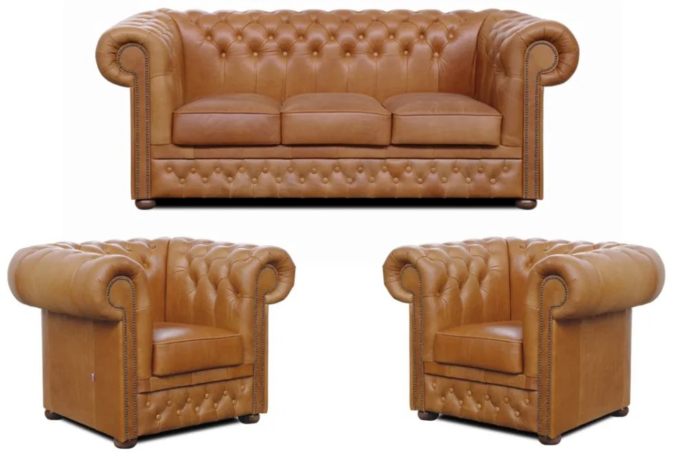 FN Sedací souprava Chesterfield Lord 3+1+1 kůže koňak