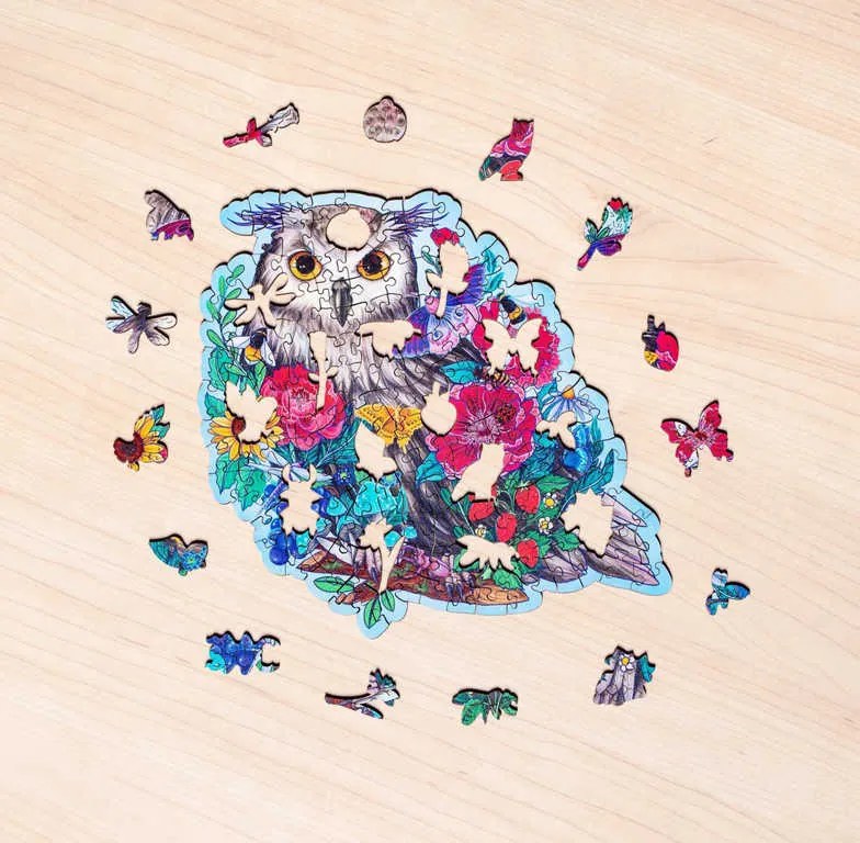 RAVENSBURGER DŘEVO Puzzle 150 dílků Tajemná sova 27x20cm skládačka 2417511