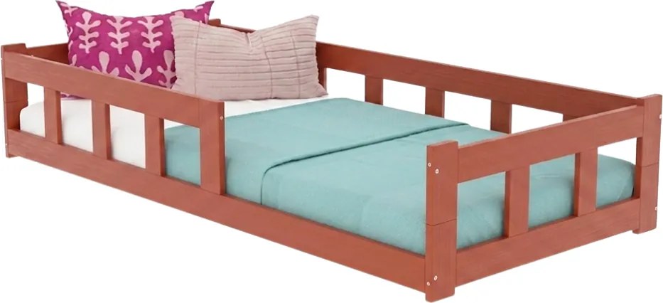 Benlemi Nízké jednolůžko FENCE 4v1 se zábranou 120x200 cm + matrace ADAPTIC Zvolte barvu: Šalvějová zelená, Zvolte zábranu: S otevřeným vstupem