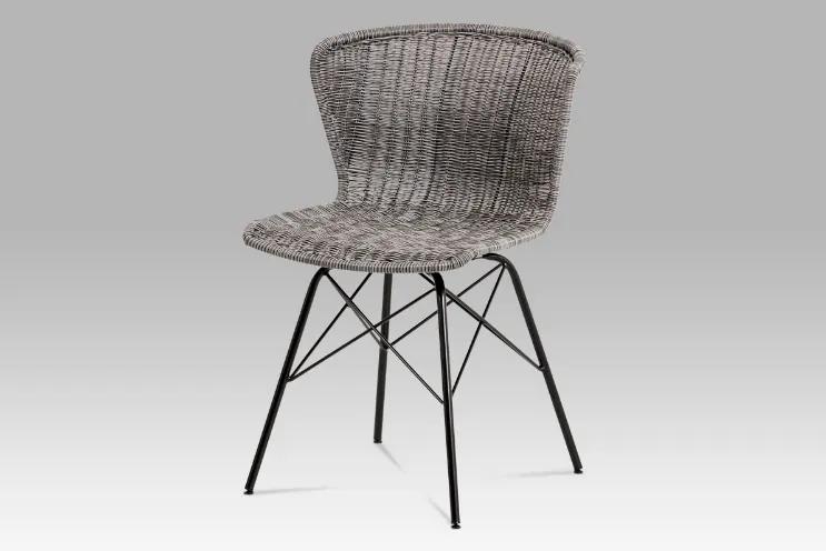 Zahradní židle CHARA — umělý ratan šedý, kov
