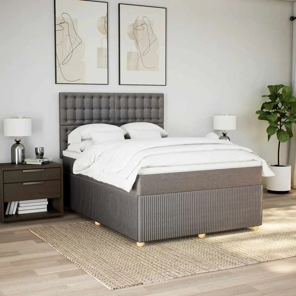 Box spring postel s matrací taupe 160x200 cm textil 3294425