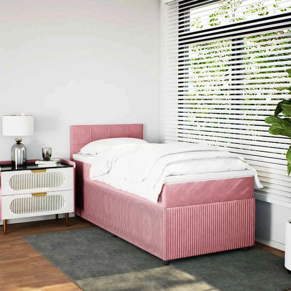Box spring postel s matrací růžová 80 x 200 cm samet 3289895