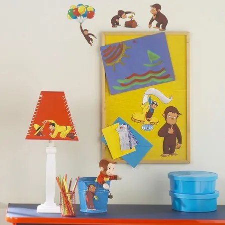 Samolepky na zeď. Nálepky zvířátek. Opička Zvědavý George. (1,4cm x 23,5cm - 7,6cm x 6,7cm).  Samolepící dekorace a obrázky RoomMates