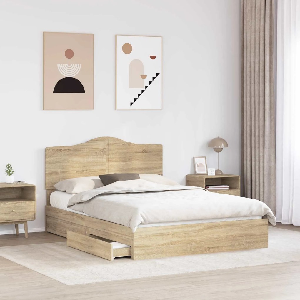 Postel s úložným prostorem se zásuvkou Sonoma dub 160 x 200 cm 3413487