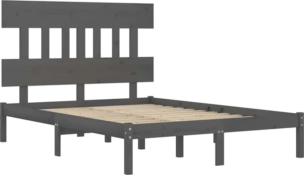 Rám postele šedý masivní dřevo 200 x 200 cm 3104760