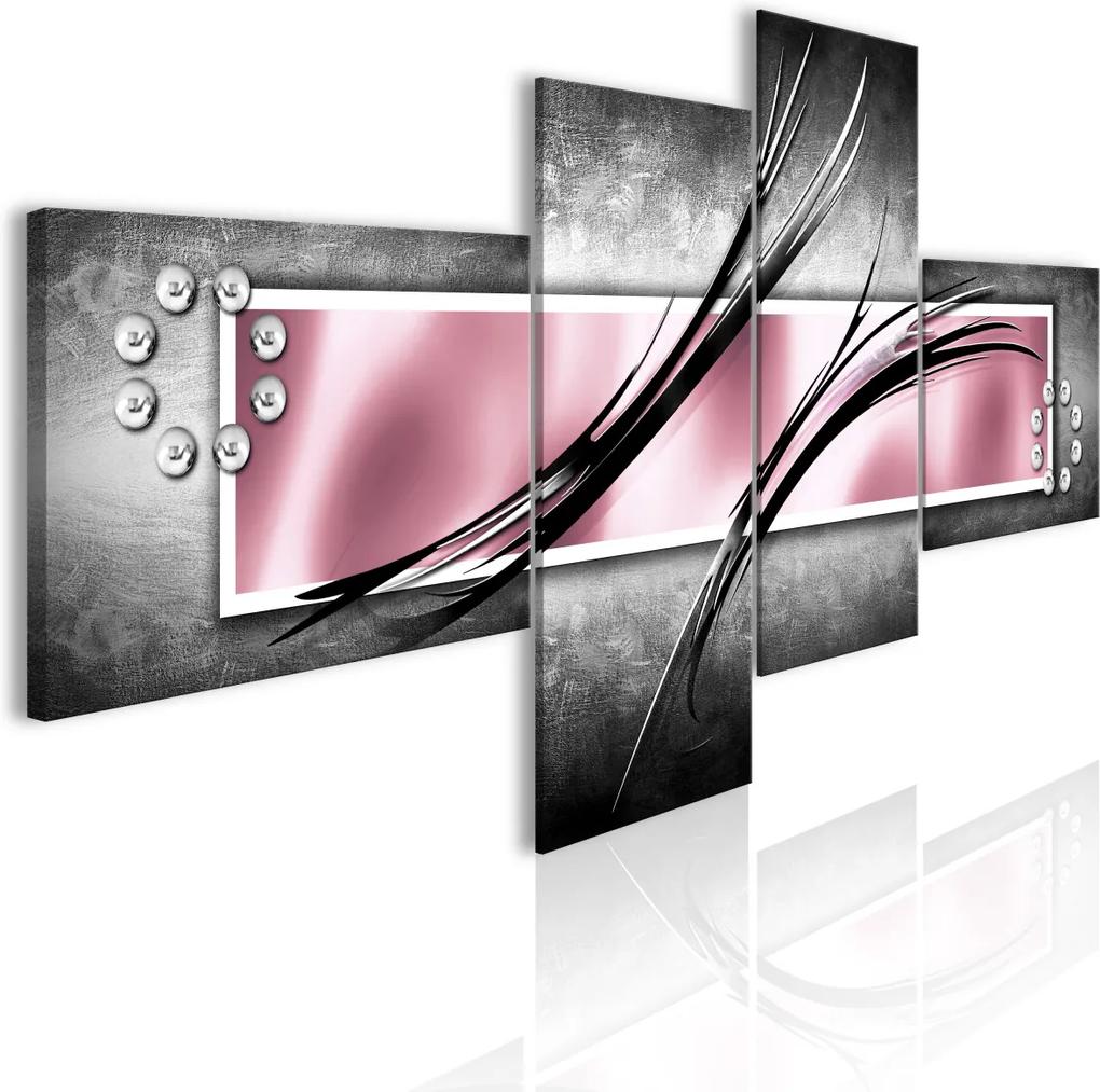 Atypický abstraktní obraz Pink + háčky a hřebíčky ZDARMA Velikost (šířka x výška): 100x46 cm