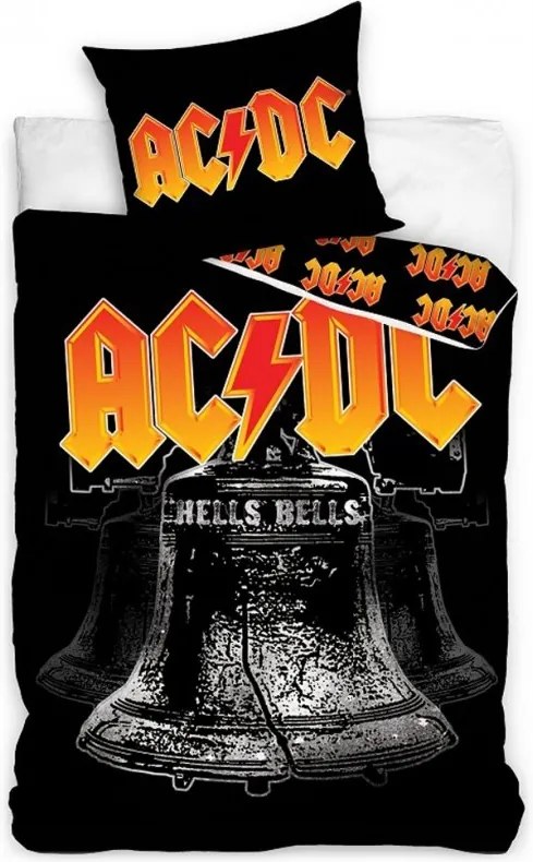 Carbotex · Bavlněné ložní povlečení AC/DC - Hells bells - Back in Black - 100% bavlna - 70 x 90 cm + 140 x 200 cm