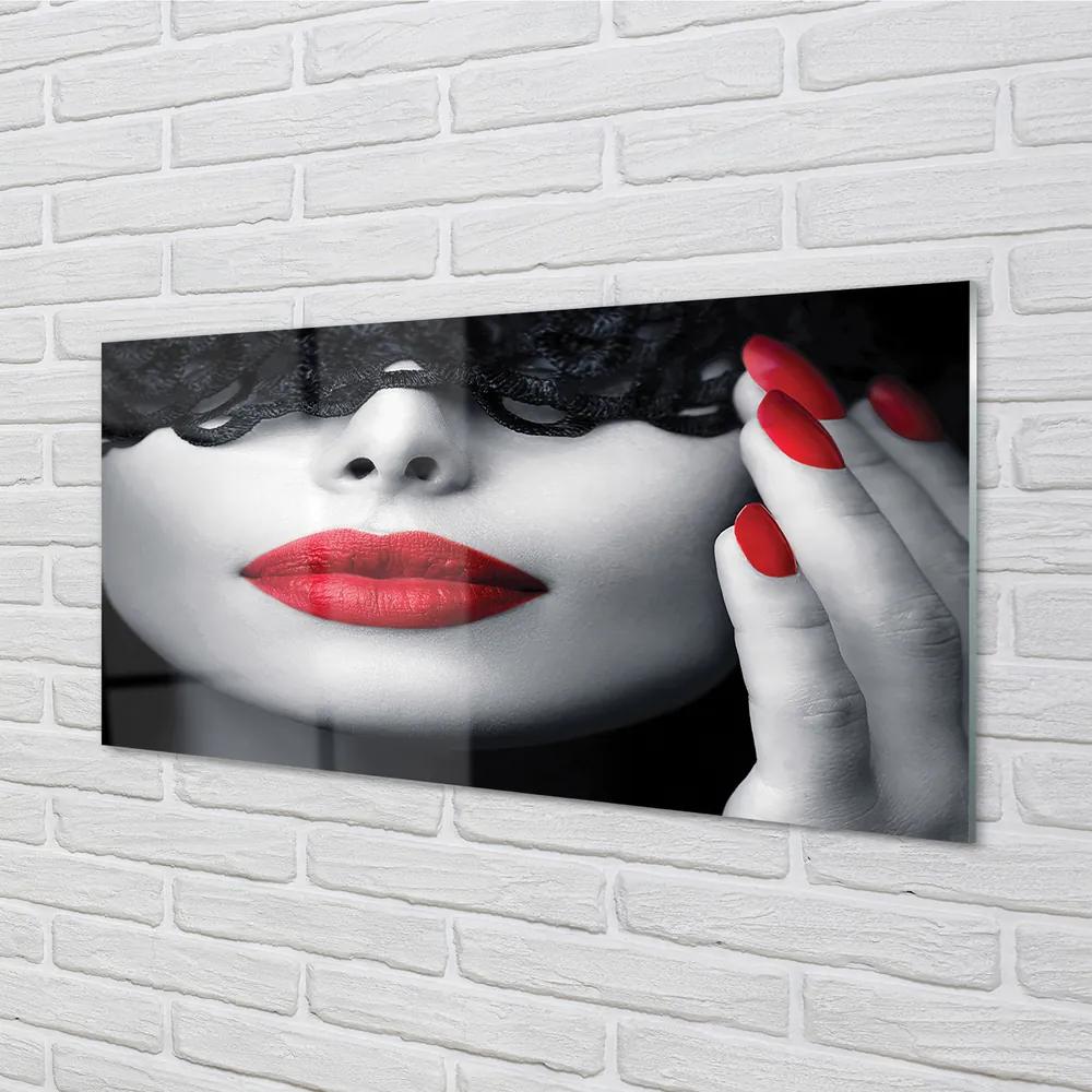 akrylový obraz Červené rty žena 125x50 cm