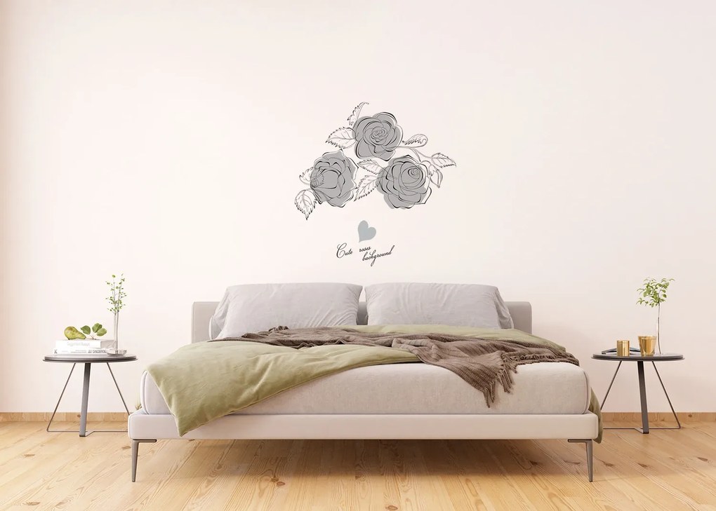 Samolepka na zeď Malované Černo-Bílé Růže | 65 x 85 cm | DFL1034