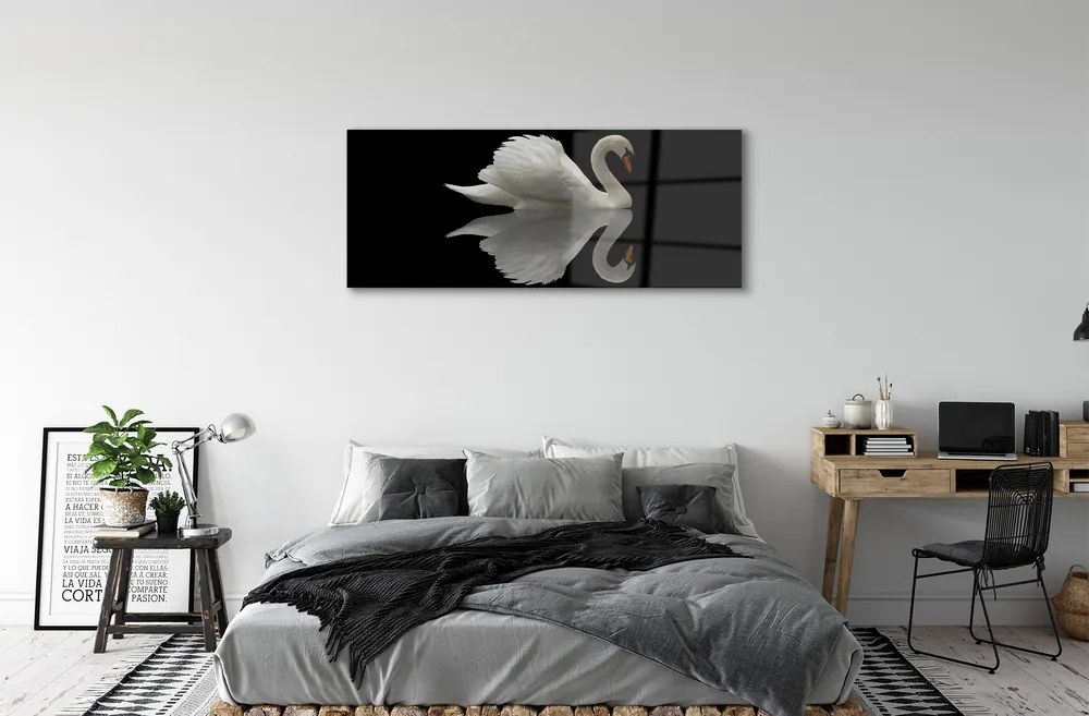 akrylový obraz Swan v noci 120x60 cm