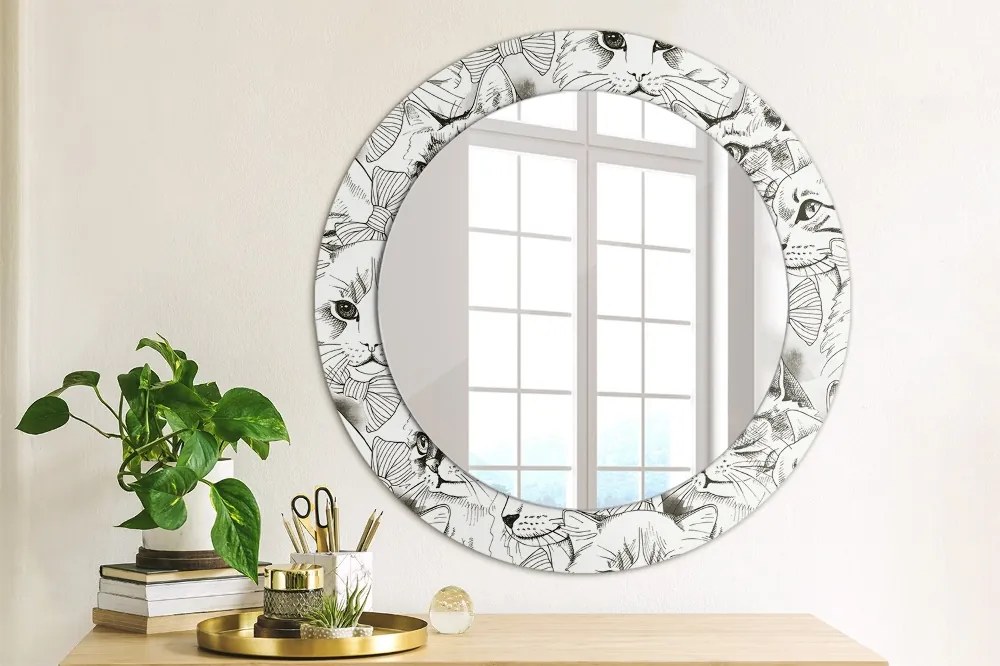 Kulaté dekorativní zrcadlo Domácí kočky fi 60 cm