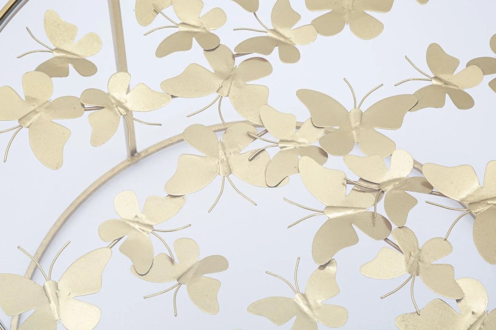 Zlatý kulatý konferenční stolek Mauro Ferretti Butterflies, 60x40,5 cm