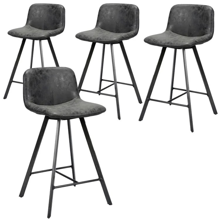 Barová židle Doggi II - set 4 ks Wax PU black