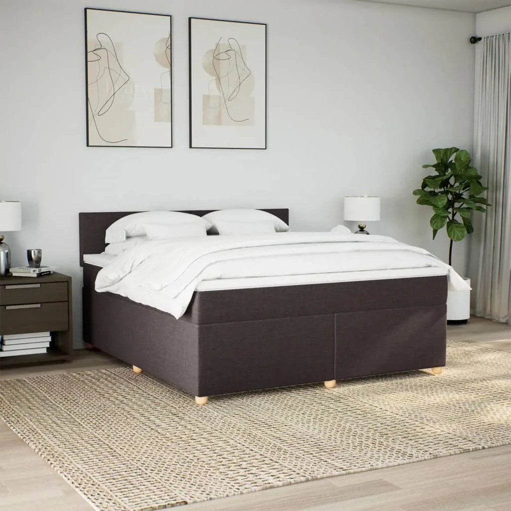 Box spring postel s matrací tmavě hnědá 180x200 cm textil 3289055