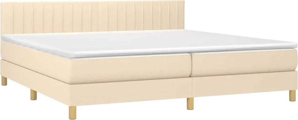 Box spring postel s matrací a LED krémová 200x200 cm textil 3133906