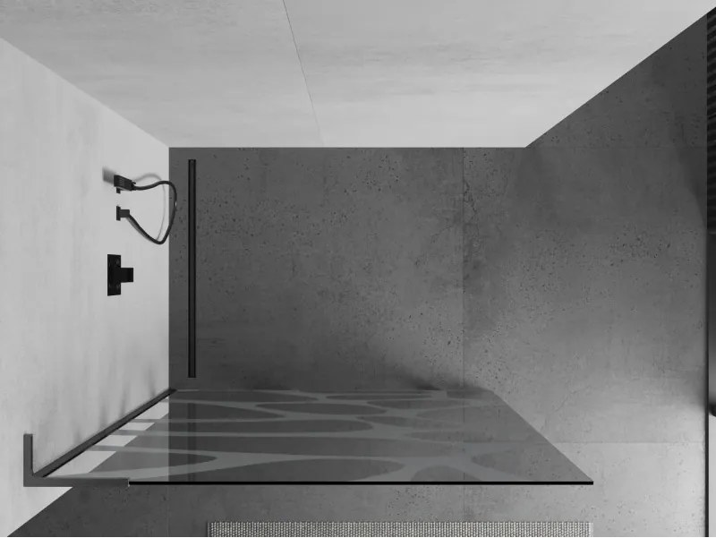 Mexen Kioto L, sprchová zástěna Walk-In 80 x 200 cm, 8mm čiré sklo bílý vzor, grafitový profil, 800-080-103-66-97