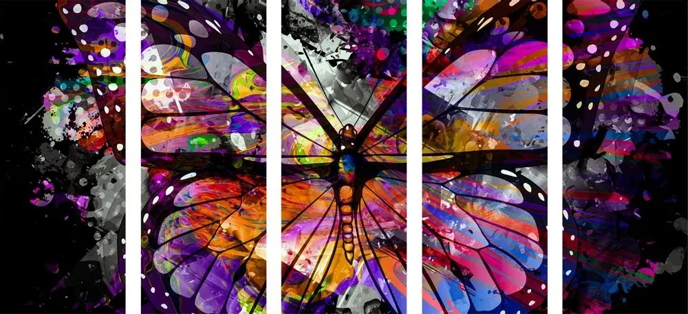 5-dílný obraz neobyčejný motýl - 200x100 cm