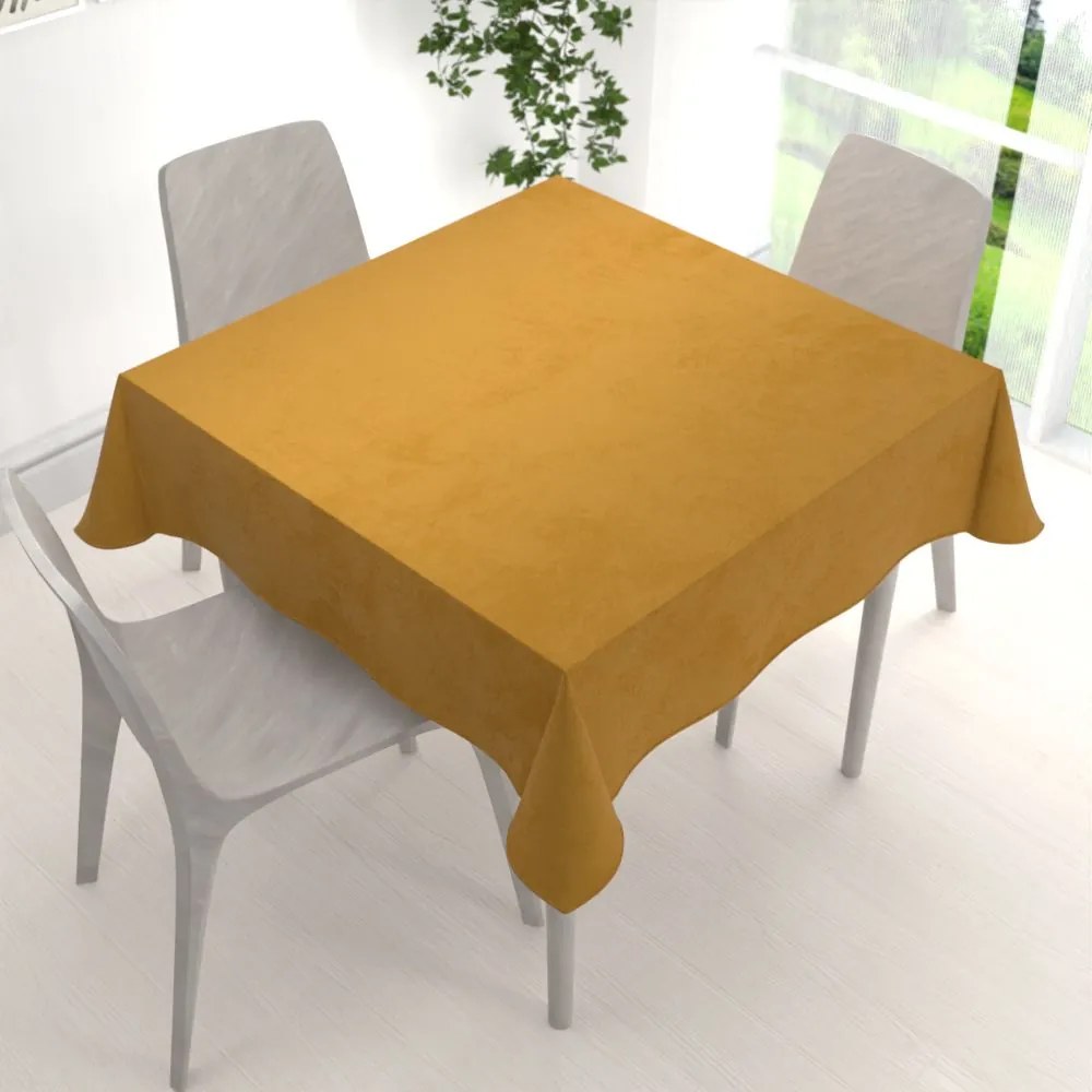 Biante Sametový čtvercový ubrus Velvet Premium SVP-047 Hořčicový 70x70 cm